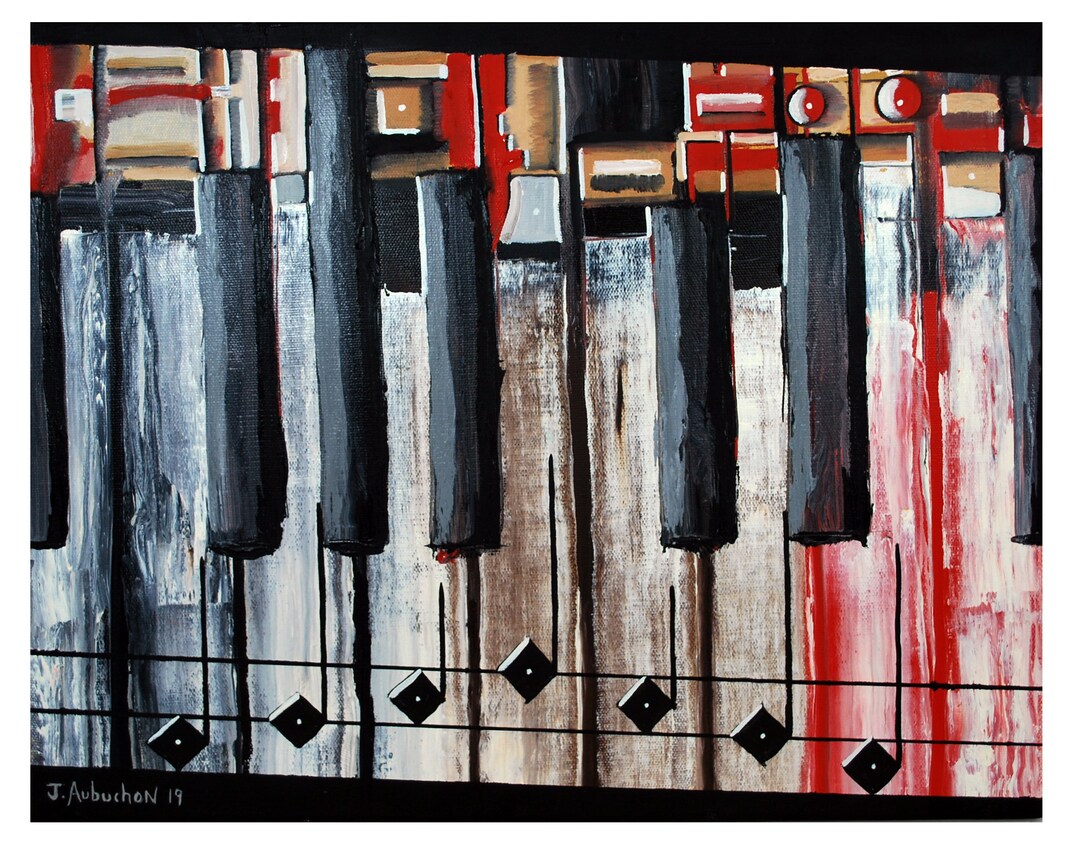 Piano Abstract Art, 14x18 Painting, an Abstract Piano in a World of ...