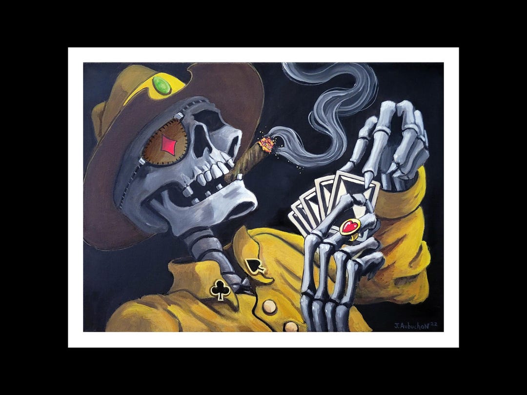 Skeleton Art, 10x13 Print, A Poker Game With the Grim Reaper, Gambler's ...