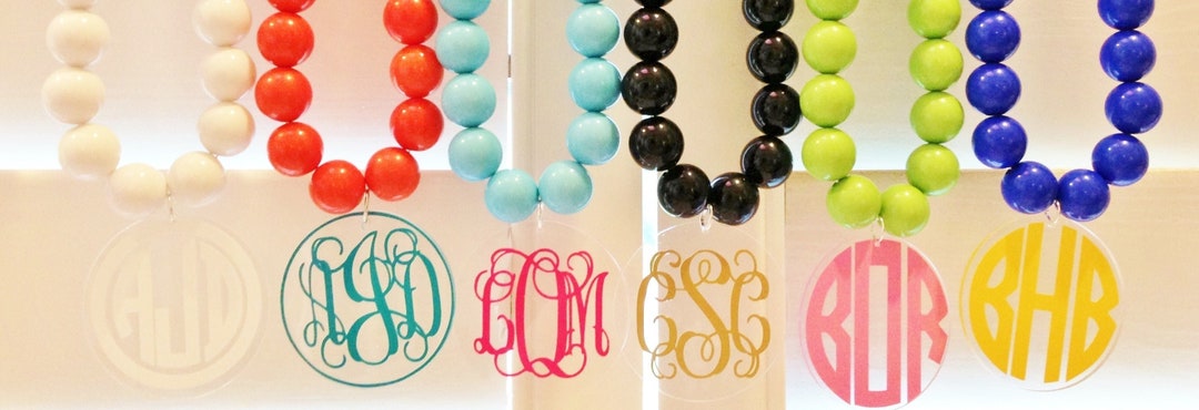 Monogrammed Necklace Game Day Preppy - Etsy