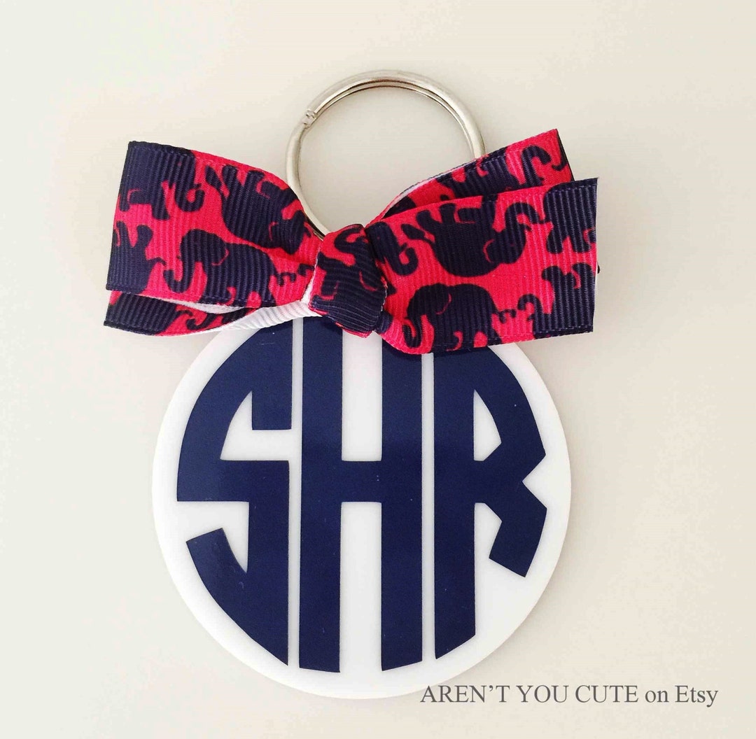 Acrylic Monogram Keychain With Ribbon - Etsy