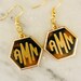 Monogrammed Tortoise Shell, Honeycomb Shape, Hanging Earrings - Etsy