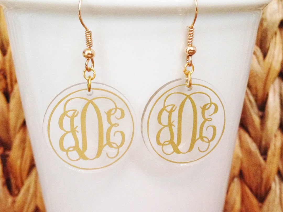 Monogrammed Hanging Earrings - Etsy