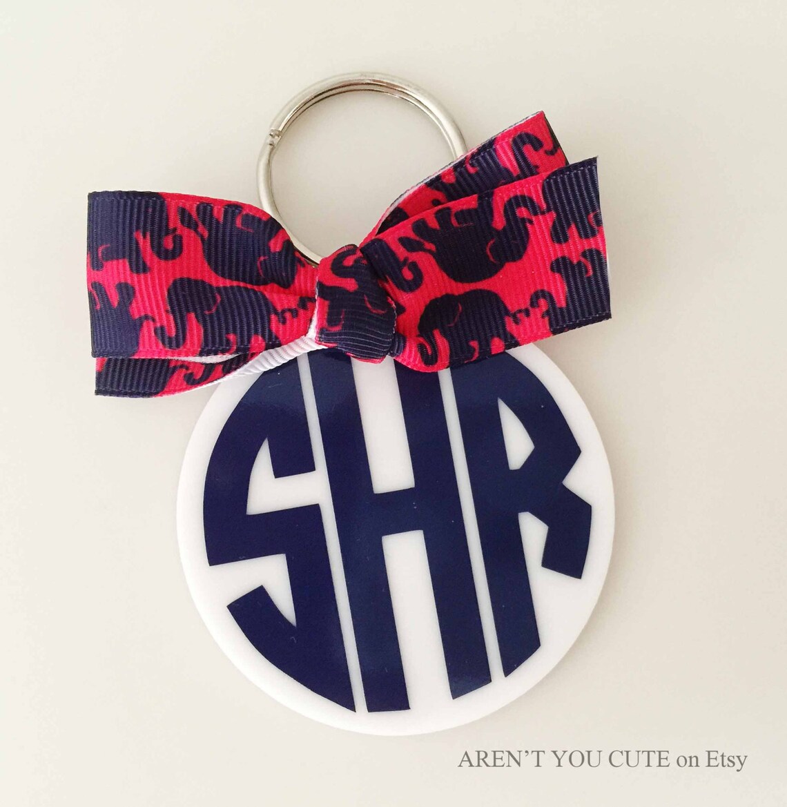 Acrylic Monogram Keychain With Ribbon - Etsy
