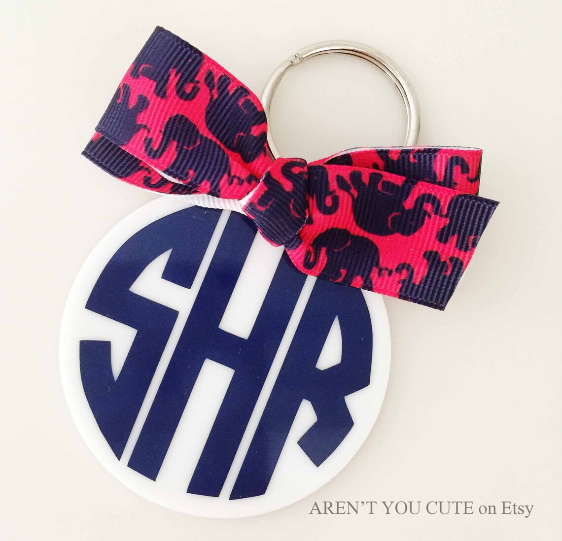 Acrylic Monogram Keychain With Ribbon - Etsy