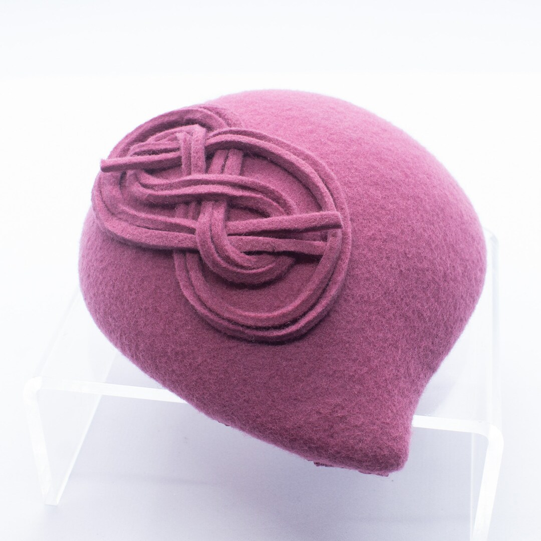 Dusky Pink Wool Felt Apostrophe Percher Hat With Celtic Knot Detail ...