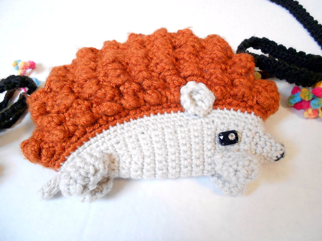 Hedgehog Purse Novelty Woodland Animal Kawaii Adjustable Pompom ...