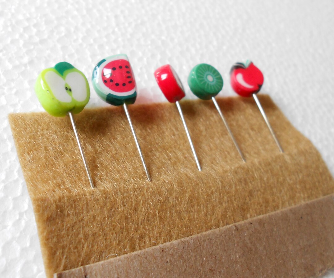 Fruit Pin Toppers. Cross Stitch Counting Pins. Pincushion Decor ...