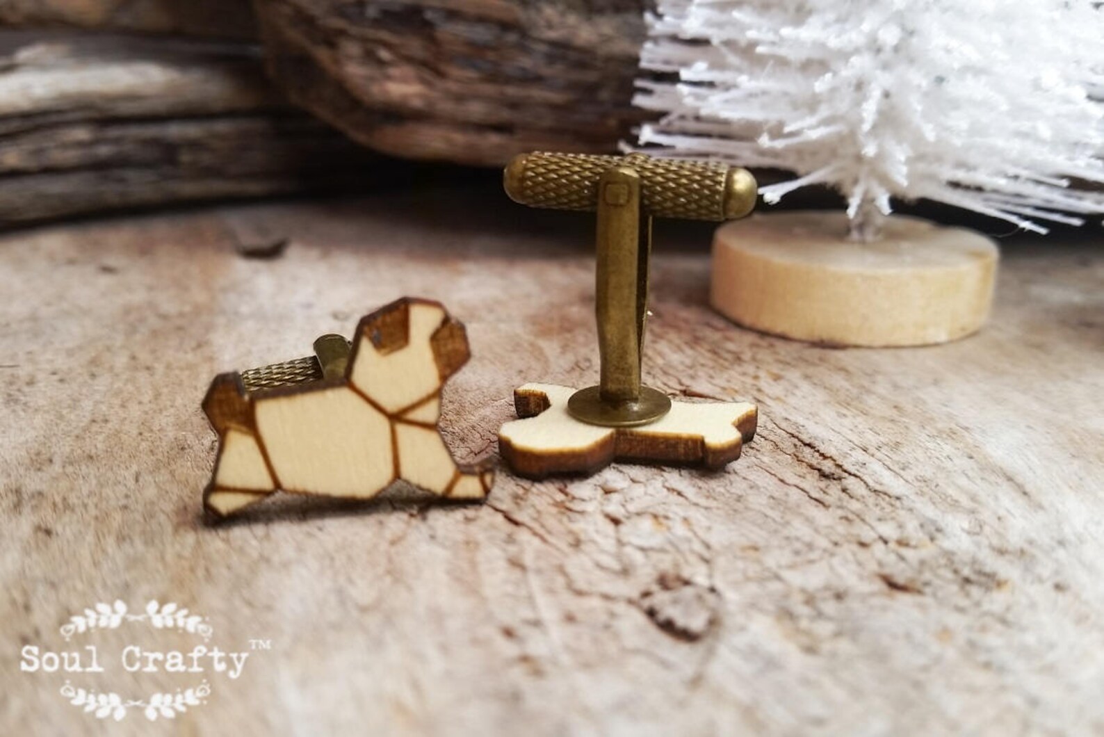 Geometric Pug Wooden Cufflinks Origami Cuff Links Dad Grooms | Etsy