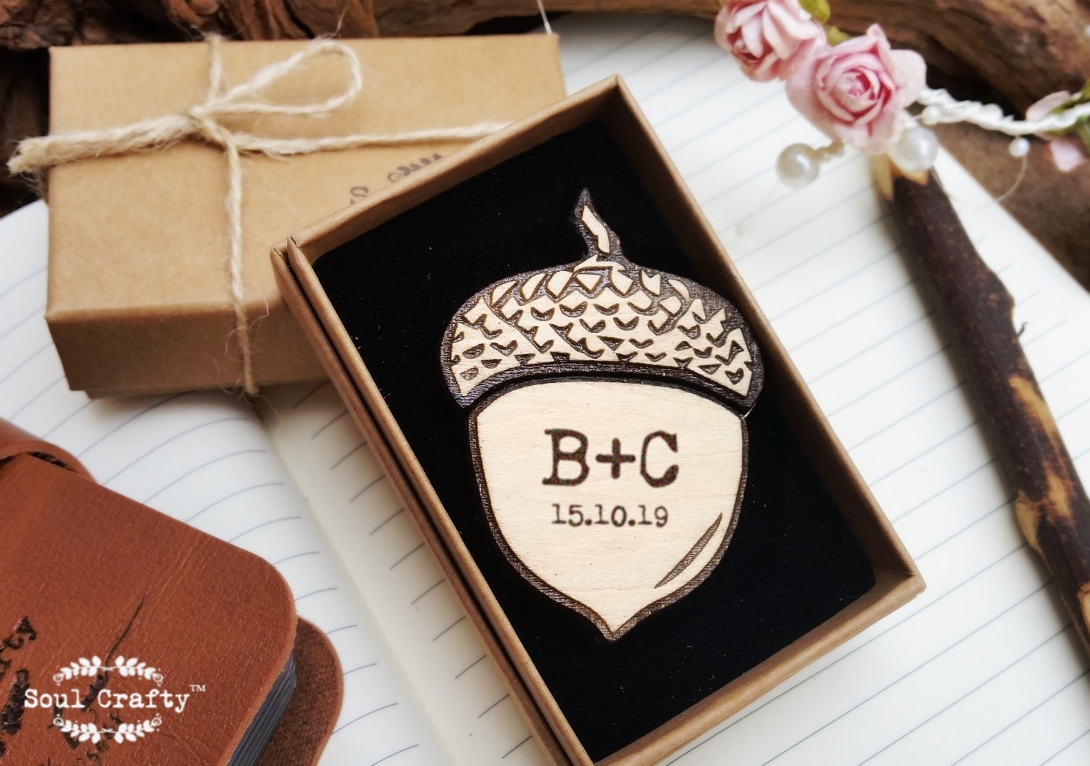 Acorn SD Memory Card Holder Wooden Case Magnet Wedding - Etsy