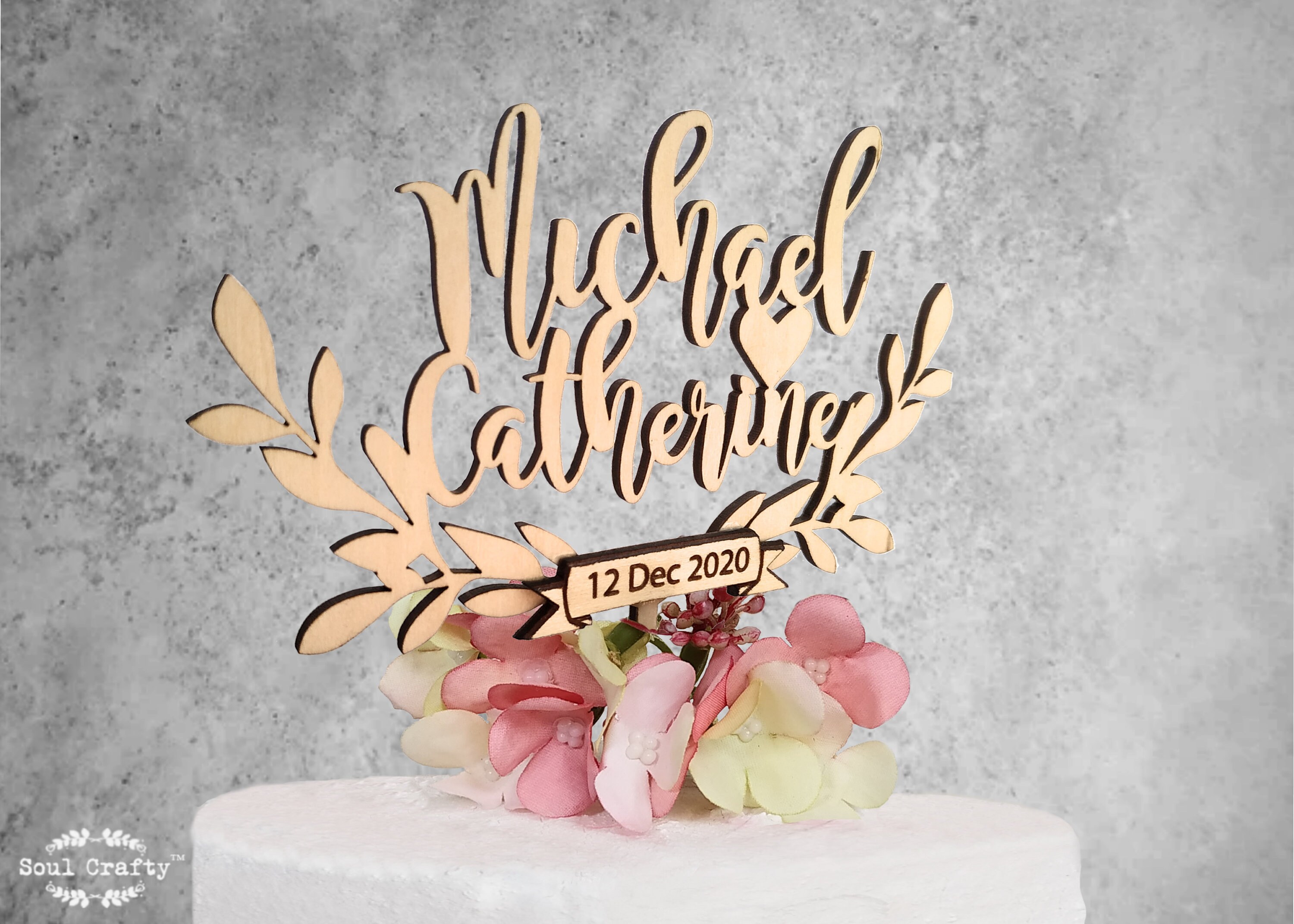 Personalized name wreath cake topper cake topper names | Etsy