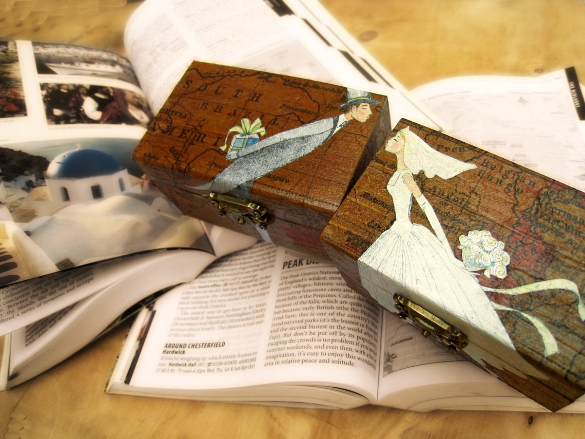 Personalized World Map Ring Bearer Box Rustic Ring Bearer - Etsy