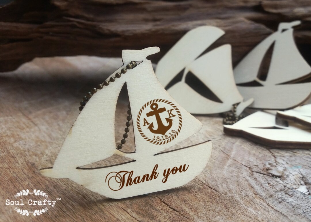 Sailing Yacht Wooden Tag Personalized Engraved Thank You Wedding Gift ...