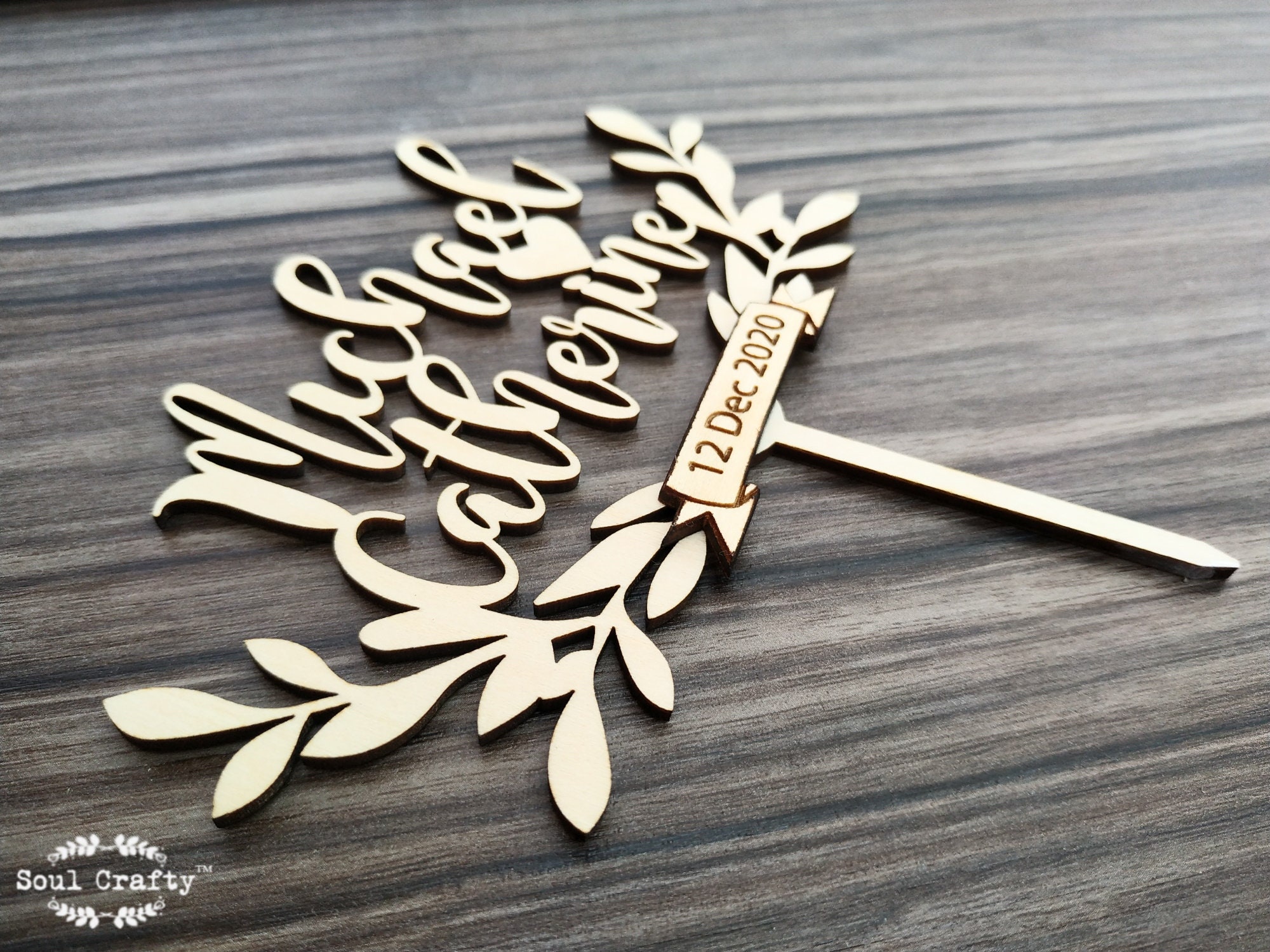 Personalized name wreath cake topper cake topper names | Etsy