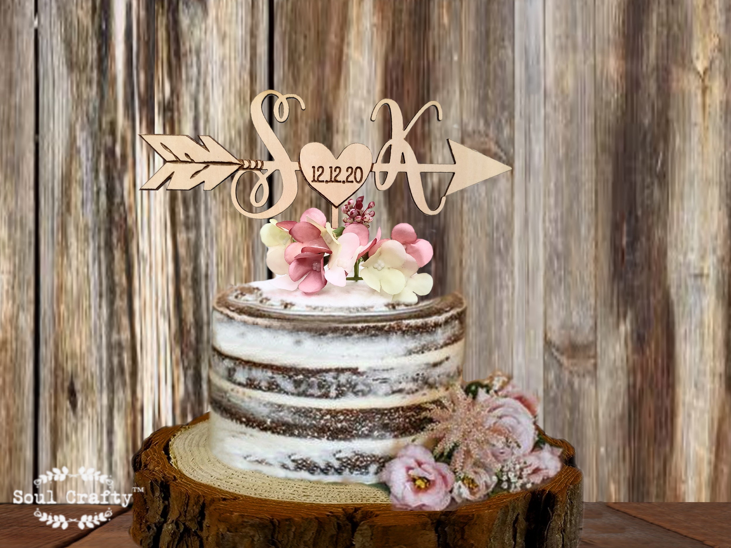 Rustic Theme Wedding Cake Topper