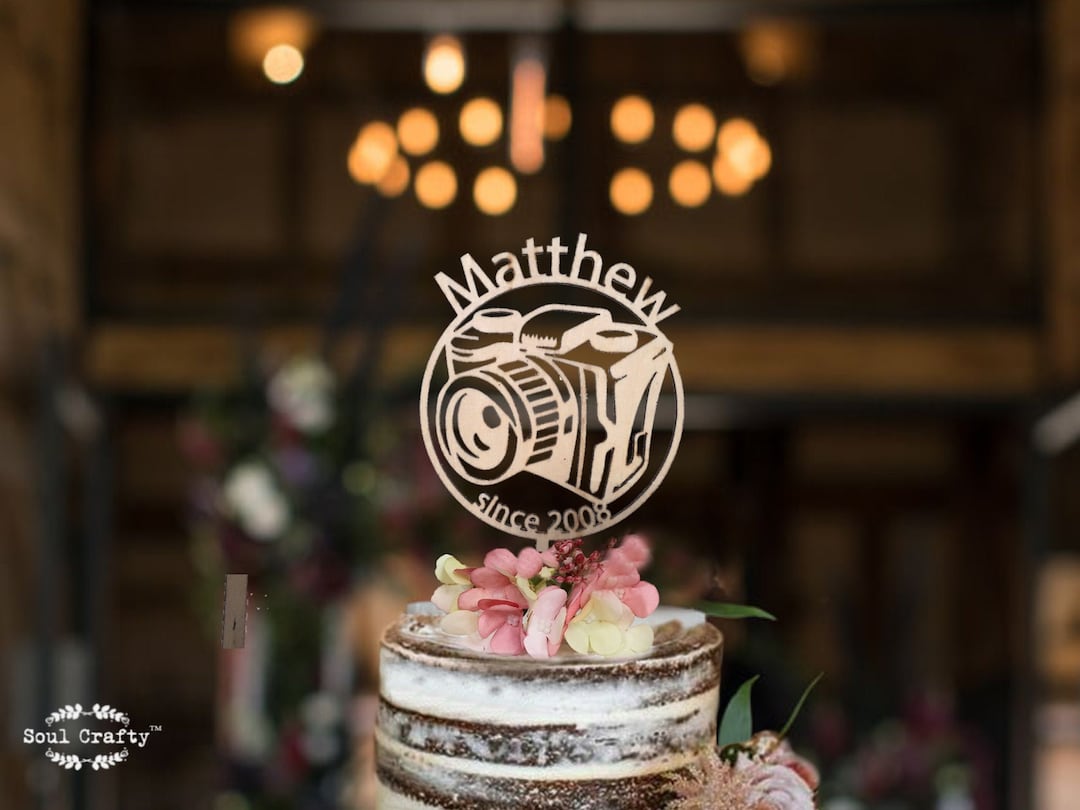 Photographer Wooden Cake Topper, Camera Cake Topper, Topper for ...