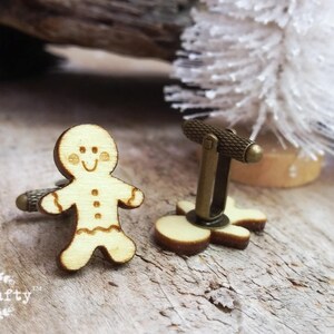 Gingerbread Man Wooden Cufflinks Christmas Cookie Dad Grooms Best Man ...