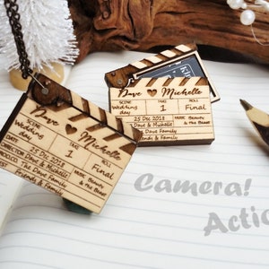 Personalized Movie Clapper Board SD Memory Card Holder Necklace, Wooden ...