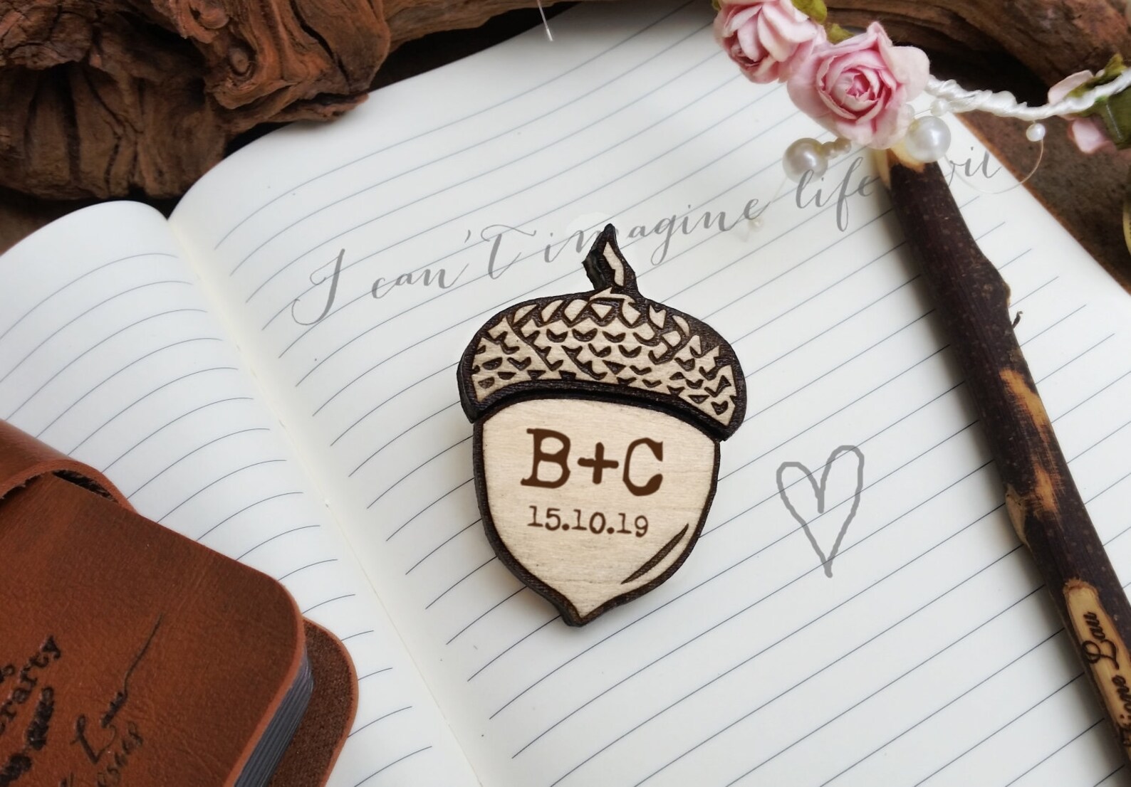 Acorn SD Memory Card Holder Wooden Case Magnet Wedding - Etsy