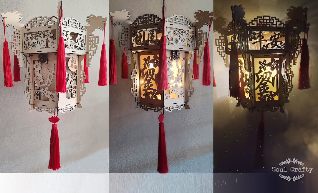 SELF ASSEMBLY Oriental Chinese Lantern Design Gift Box, Chinese Antique ...