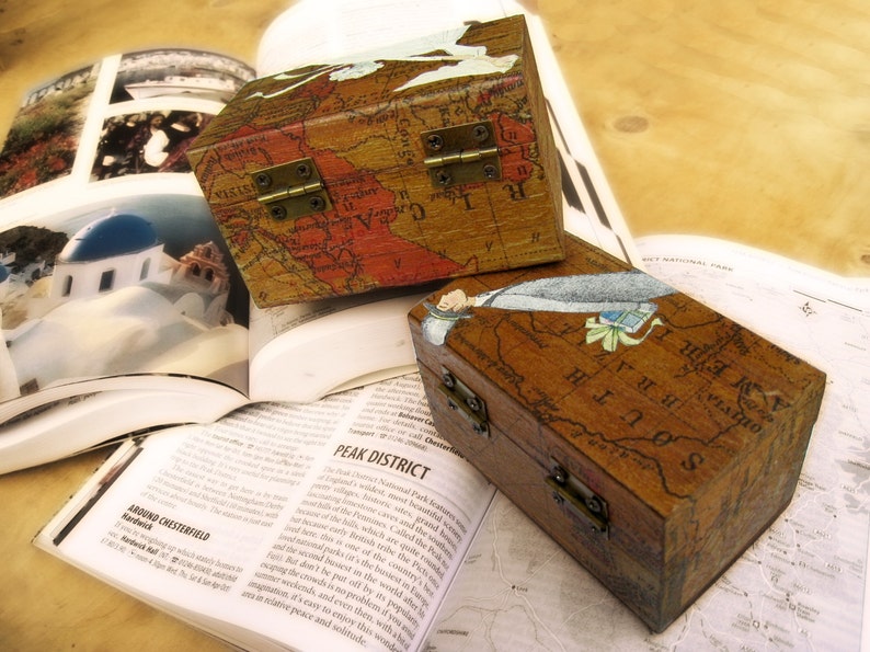 Personalized World Map Ring Bearer Box Rustic Ring Bearer - Etsy