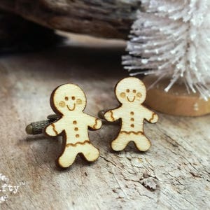 Gingerbread Man Wooden Cufflinks Christmas Cookie Dad Grooms Best Man ...