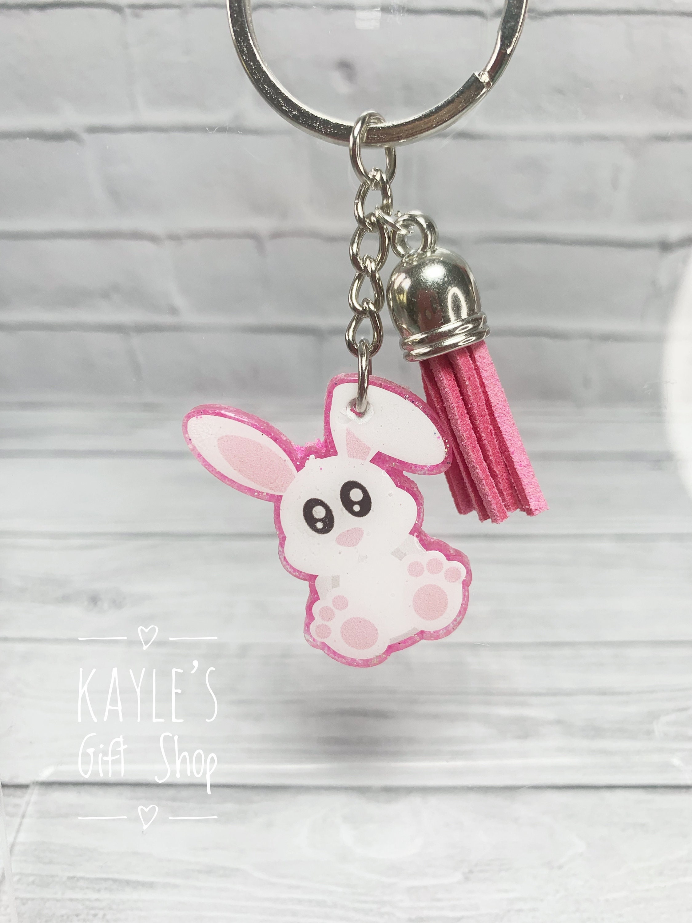 Keychain | Mini Sitting Bunny - Etsy