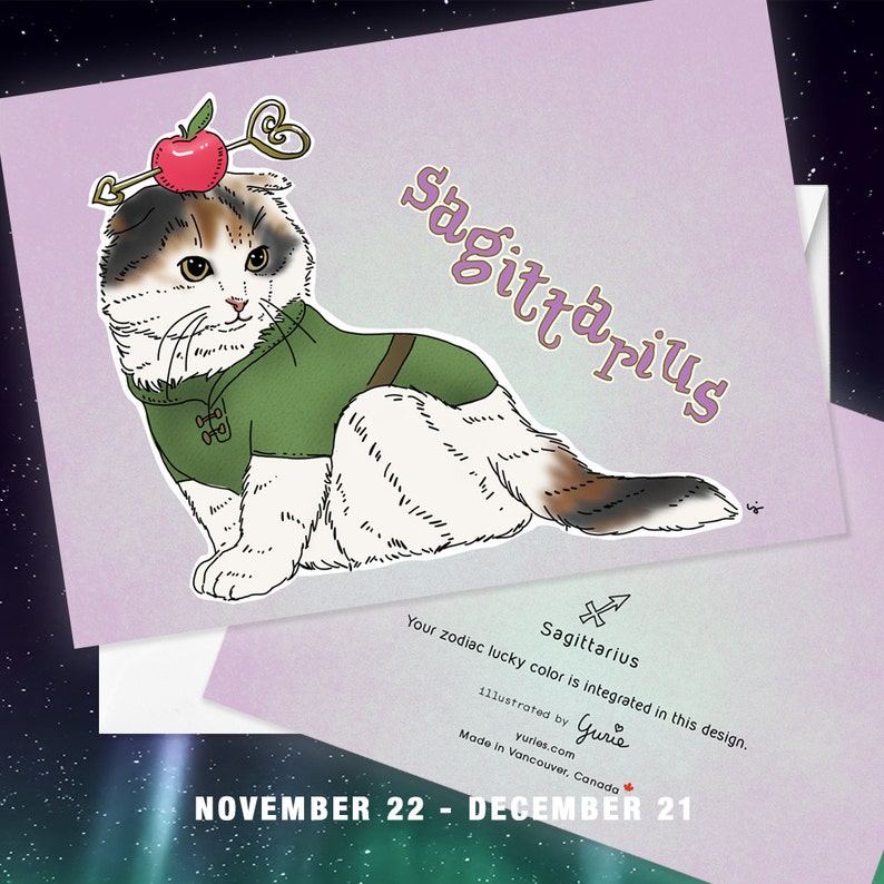Aquarius Cat Zodiac Lucky Color Greeting Card 5x7 Size - Etsy Aquarius Cat Zodiac Lucky Color Greeting Card 5x7 Size - Etsy