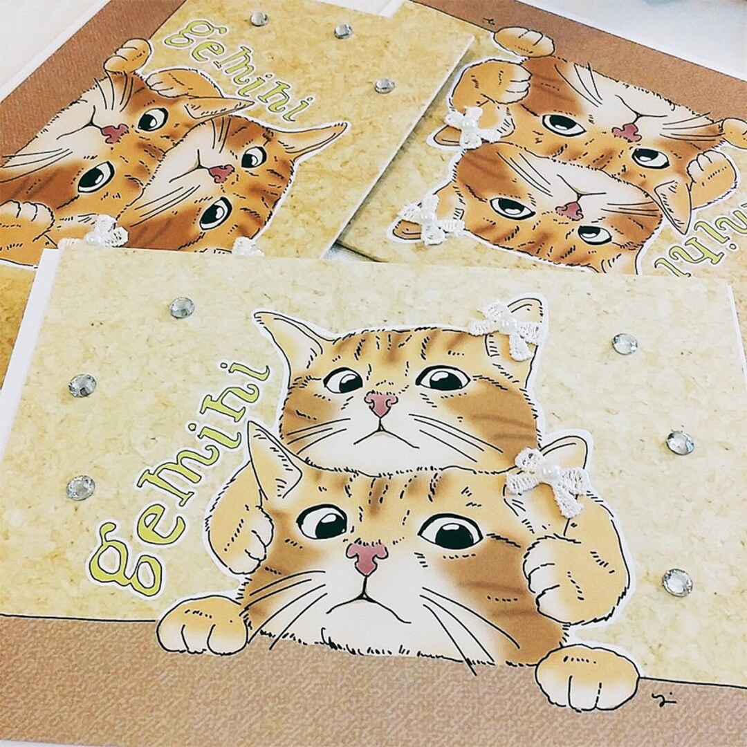 Gemini Cat Zodiac Sign Lucky Color Cards Greeting Card 5x7 Size Red ...