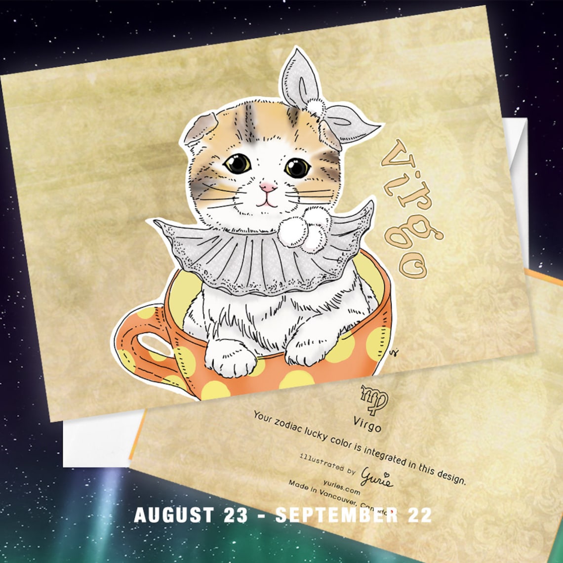 Libra Cat Zodiac Sign Lucky Color Cards Greeting Card 5x7 | Etsy