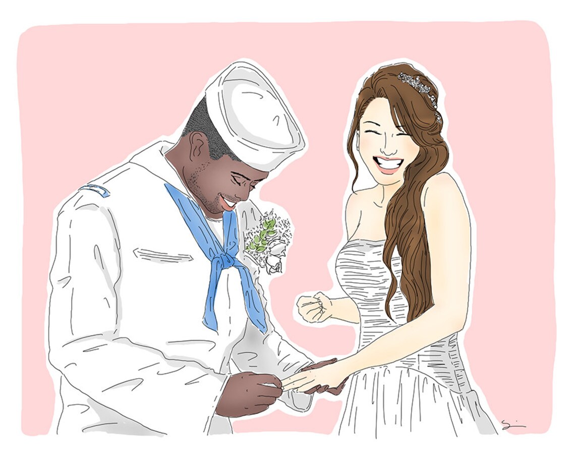 Custom Wedding Portrait Wedding Portrait Illustration Couple - Etsy