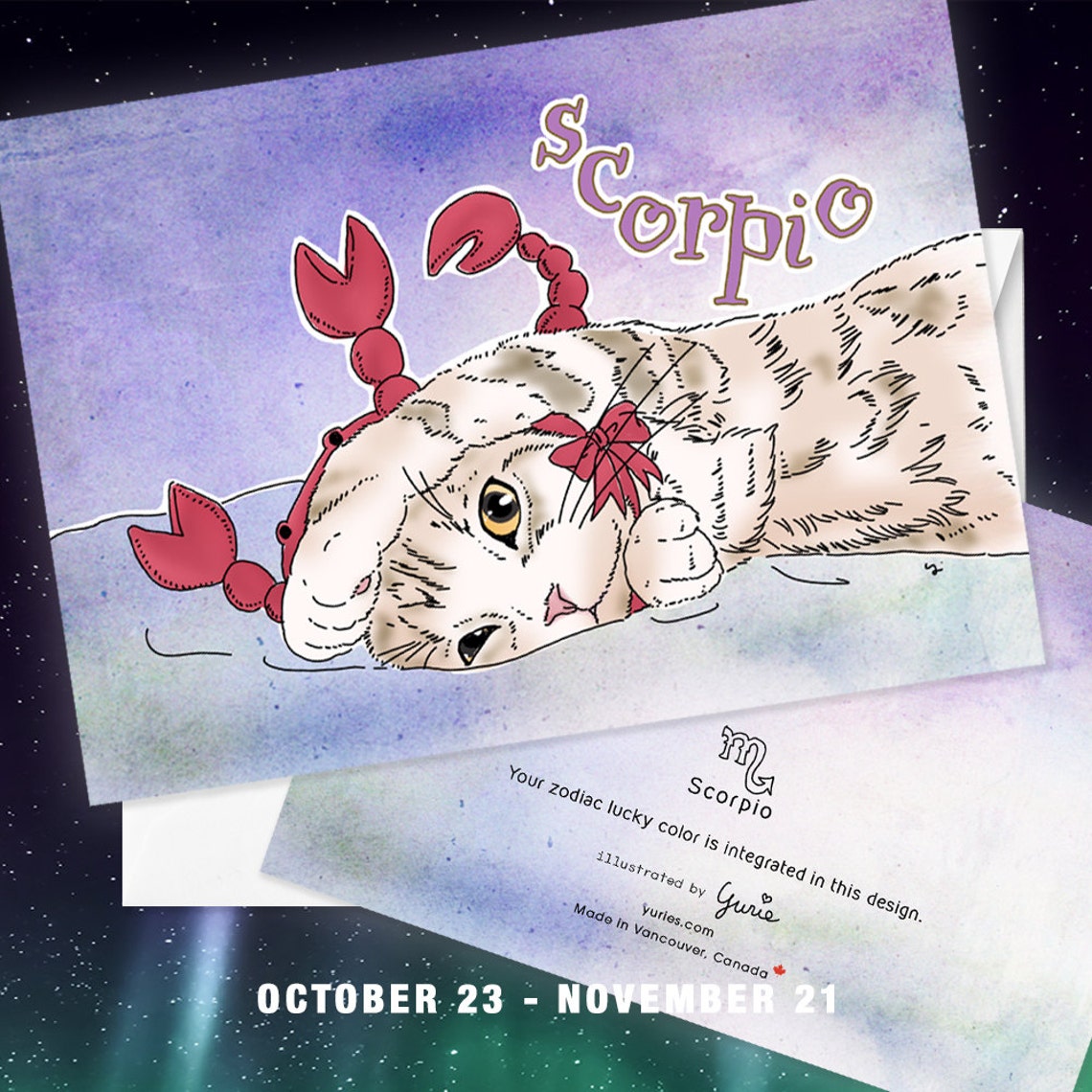 Libra Cat Zodiac Sign Lucky Color Cards Greeting Card 5x7 | Etsy