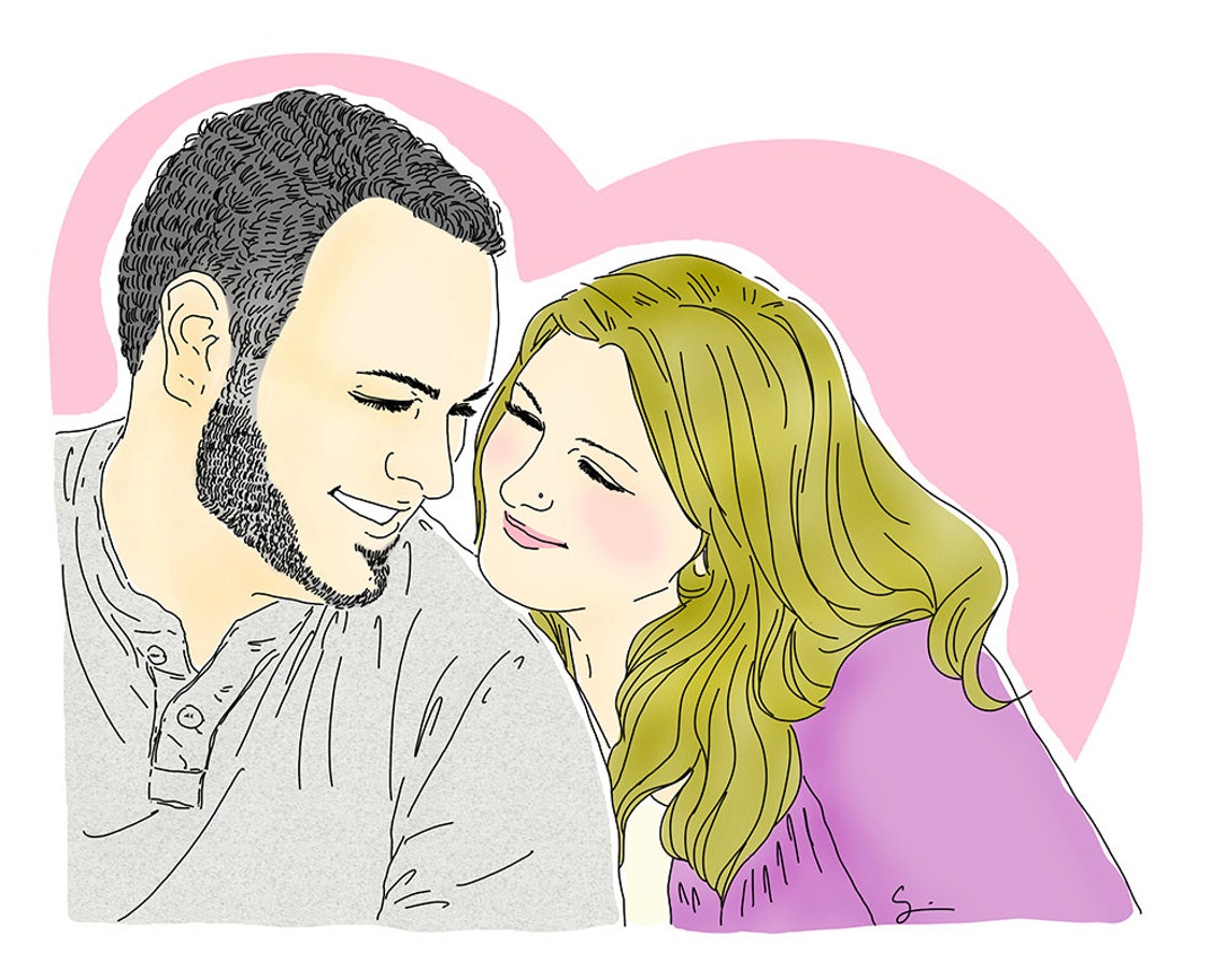 Wedding Portrait, Couple Portrait, Anniversary Portrait, Lovers ...