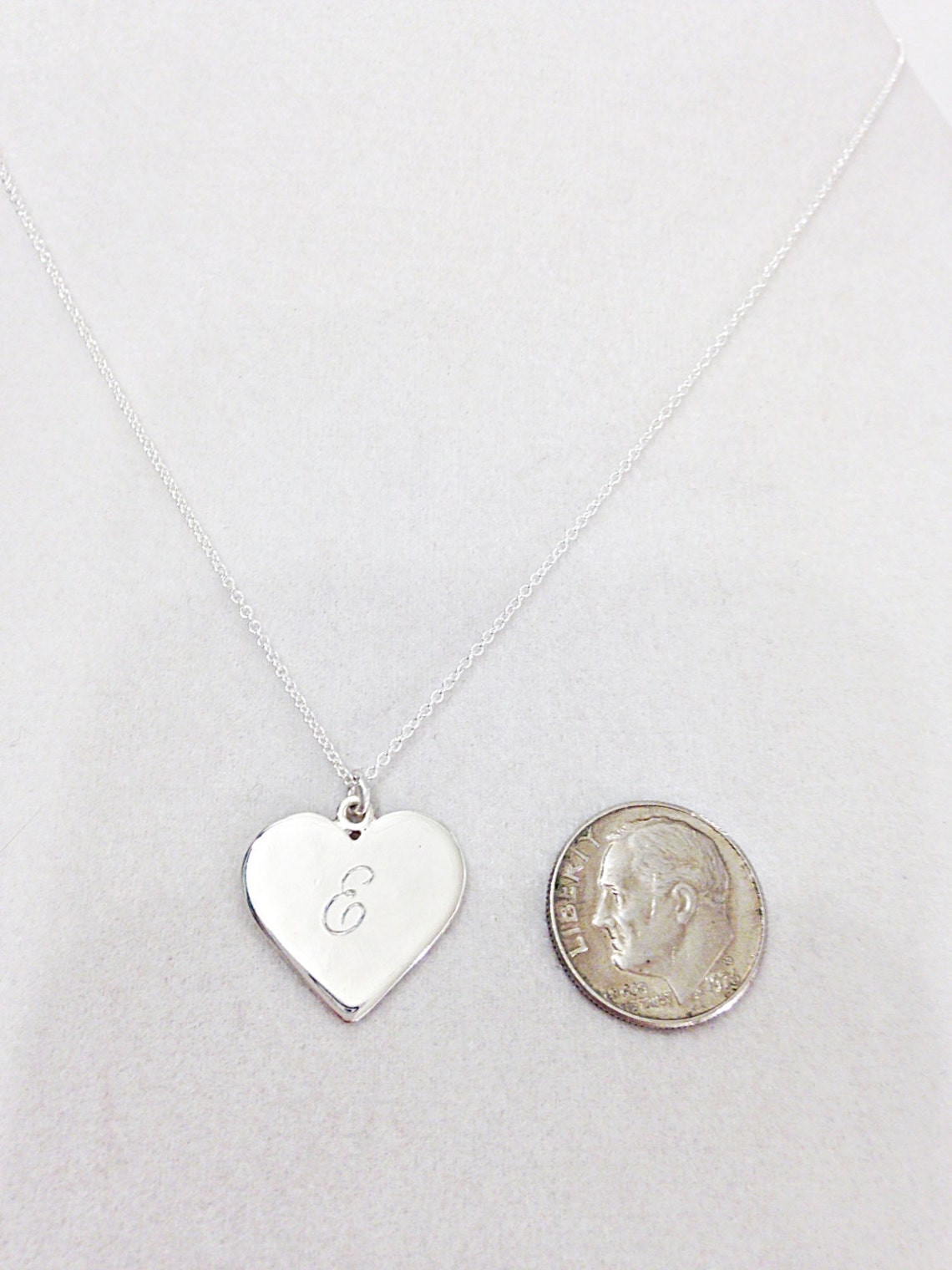 Sterling Silver Heart Necklace With Engraved Initial - Bridesmaids - Etsy