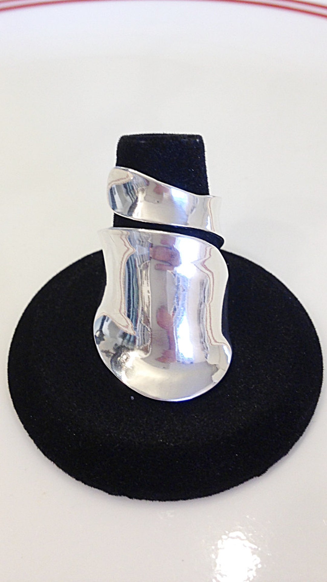 Sterling Silver Mirror Finish Contemporary Anticlastic Statement Ring ...