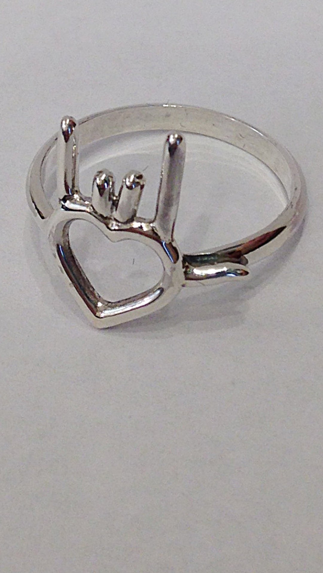 Sterling Silver "i Love You" Sign Language Symbol - Heart Ring - - Etsy