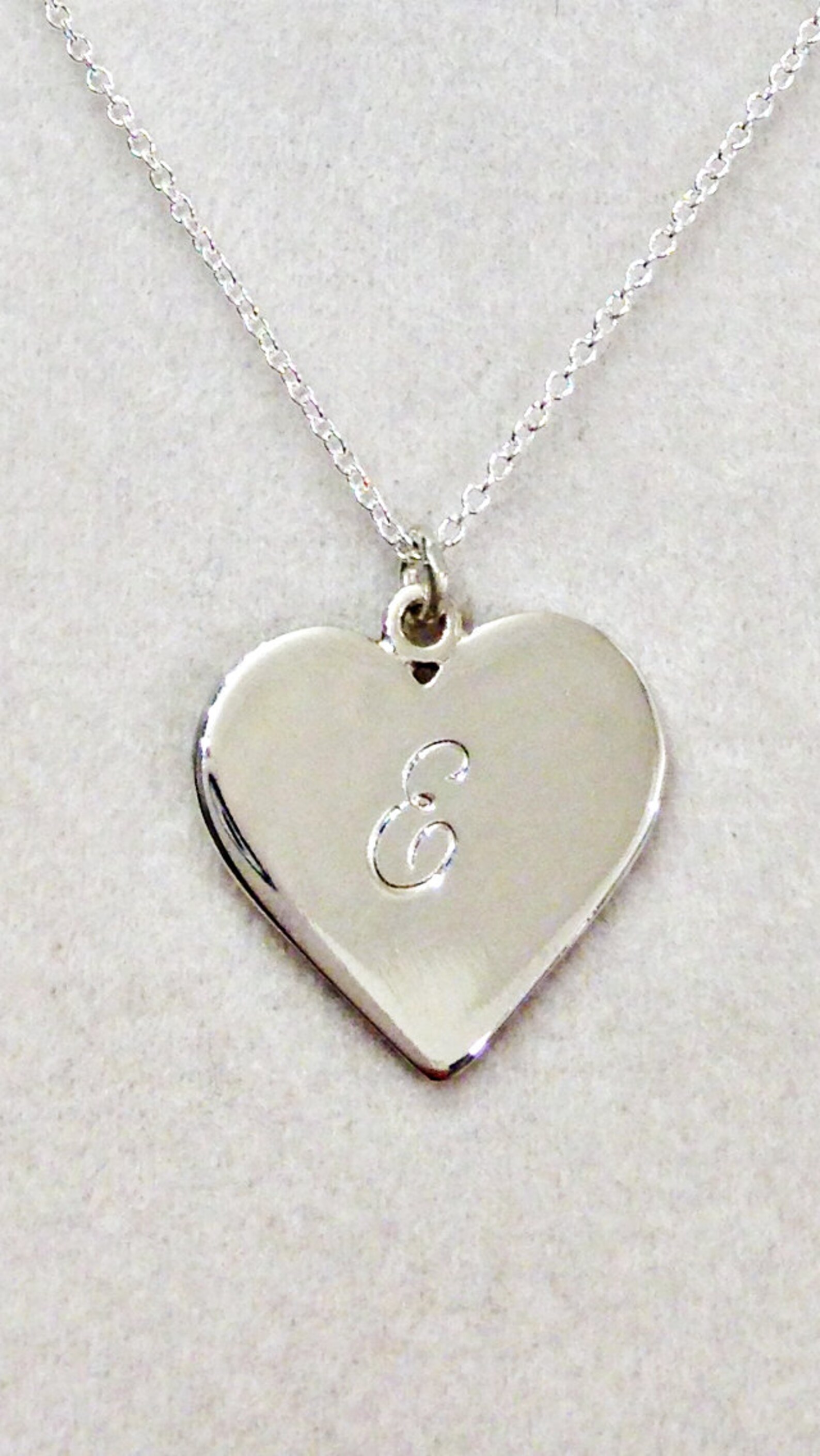 Sterling Silver Heart Necklace With Engraved Initial - Bridesmaids - Etsy