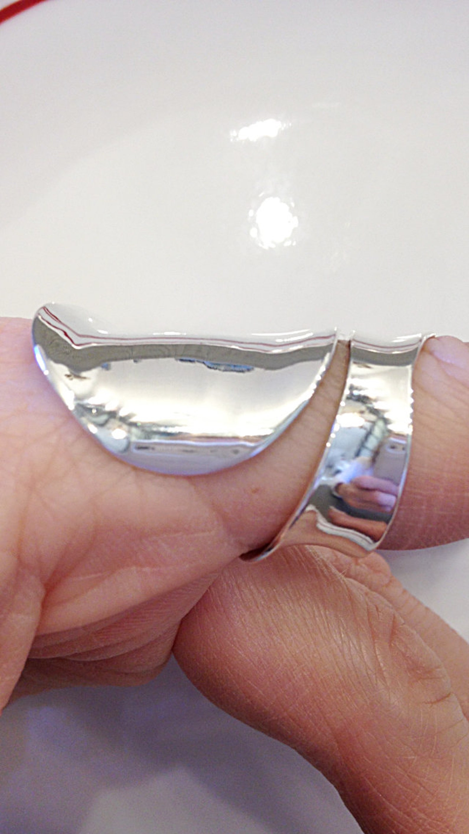 Sterling Silver Mirror Finish Contemporary Anticlastic Statement Ring ...