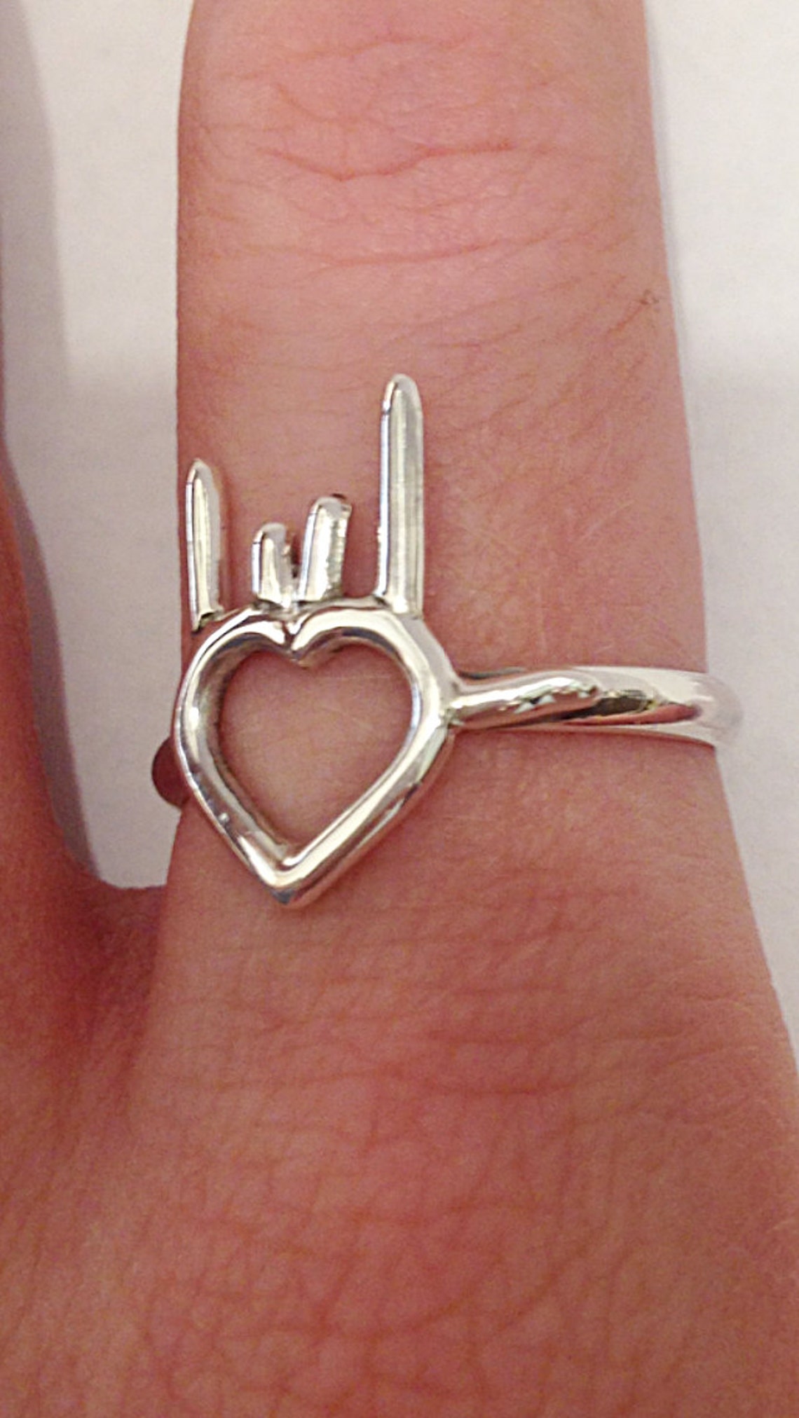Sterling Silver "i Love You" Sign Language Symbol - Heart Ring - - Etsy