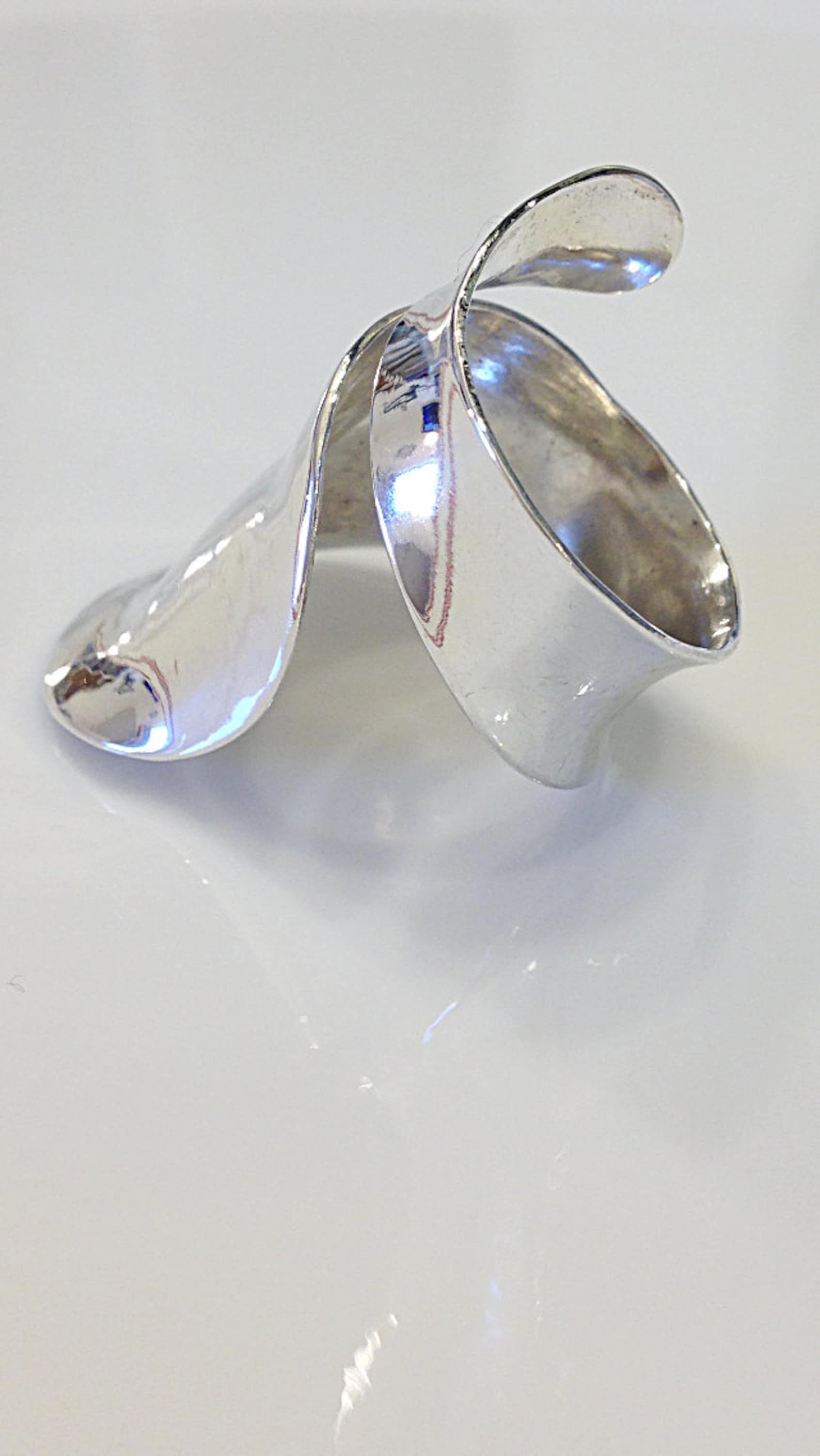 Sterling Silver Mirror Finish Contemporary Anticlastic Statement Ring ...