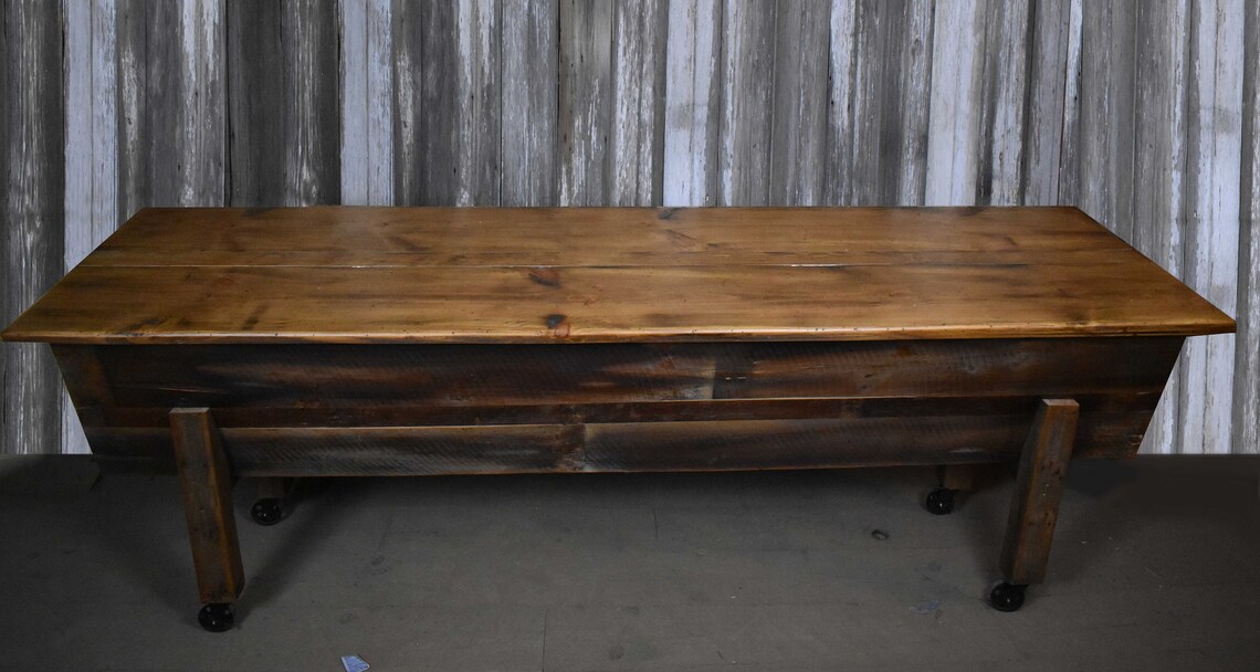 Trough Table With Storage Made of Reclaimed Barn Wood Made | Etsy