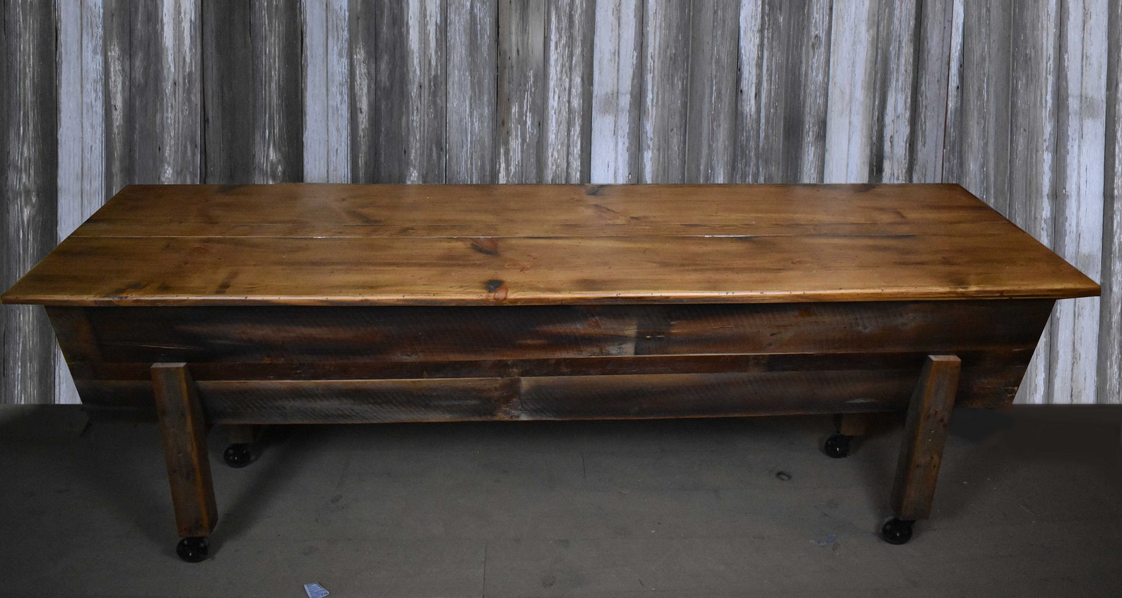 Trough Table With Storage Made of Reclaimed Barn Wood Made | Etsy