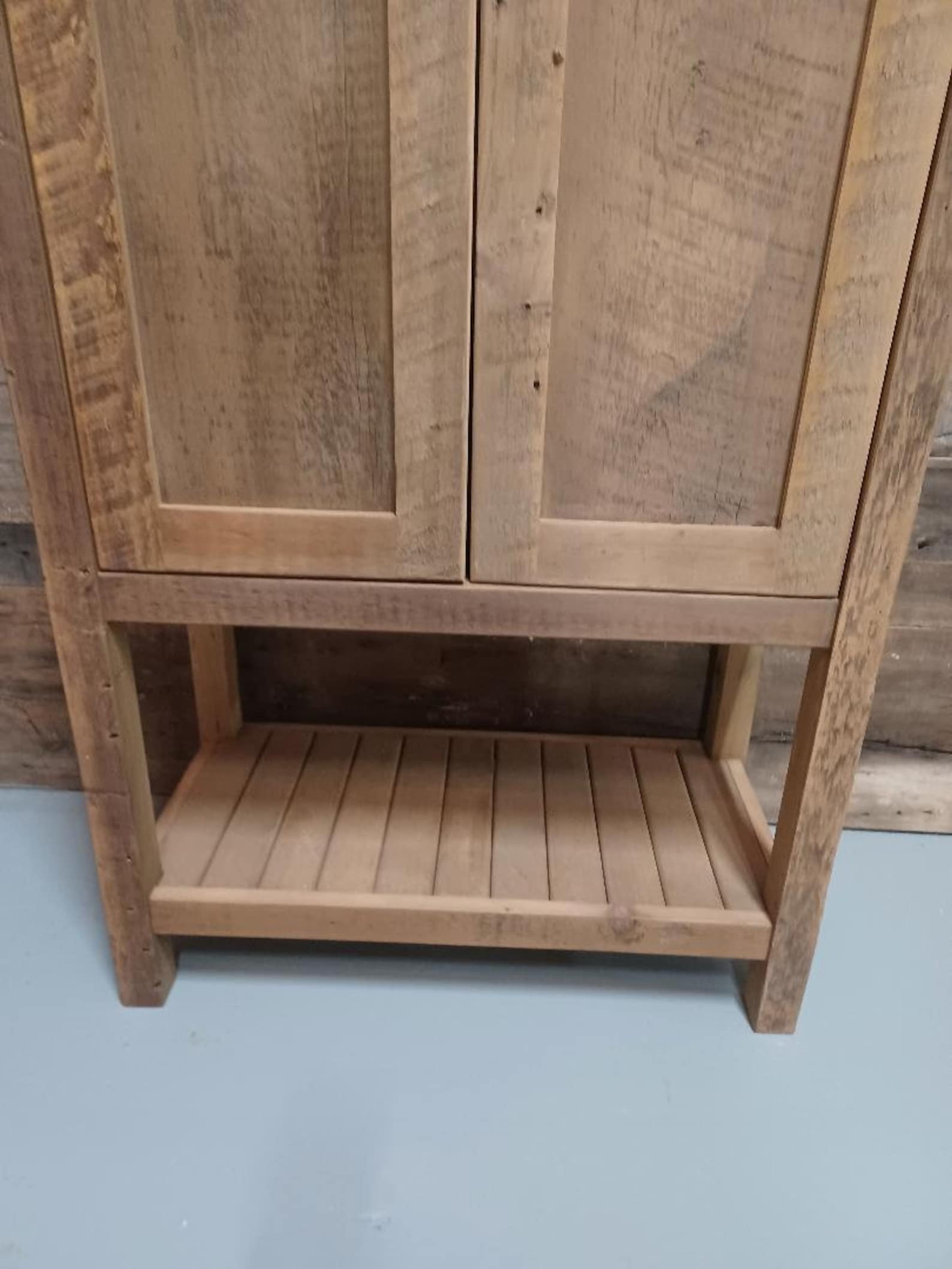 Rustic Linen Cabinet With Open Bottom Shelf Made of Reclaimed - Etsy
