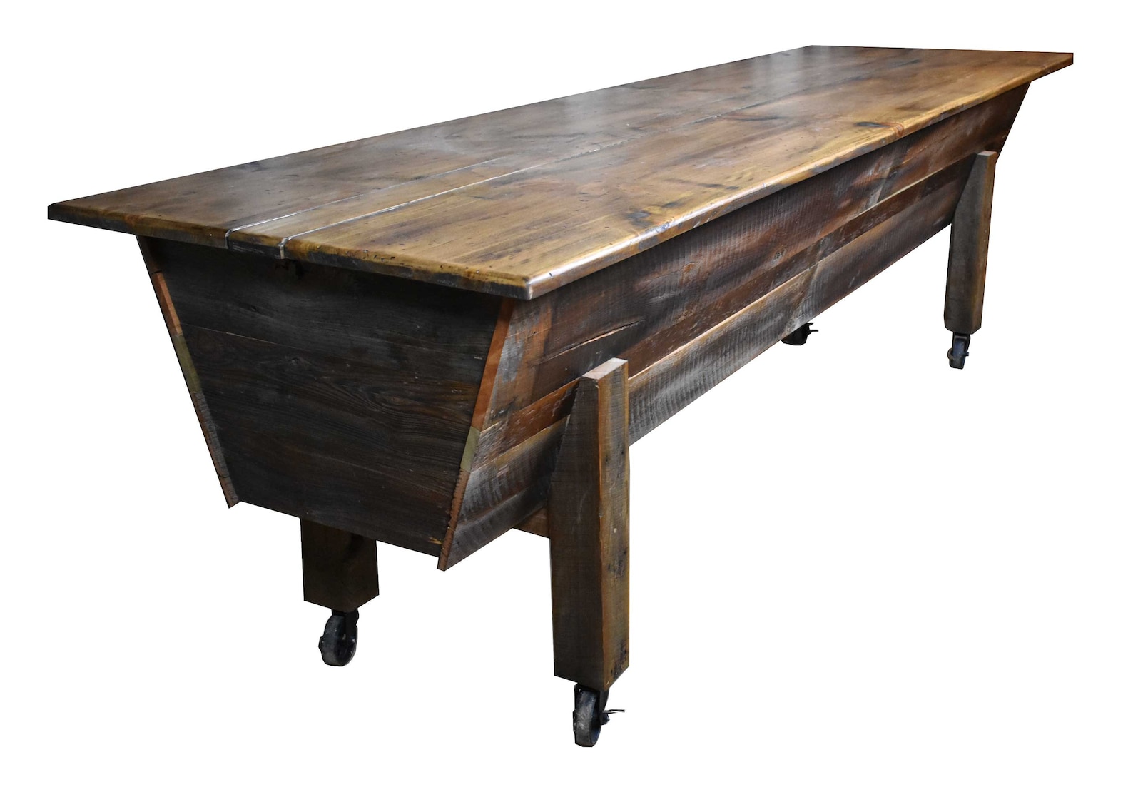 Trough Table With Storage Made of Reclaimed Barn Wood Made | Etsy