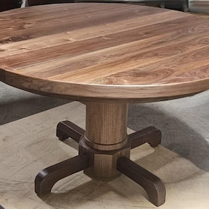 Handcrafted Round Walnut Table With Curved Pedestal Legs - Etsy