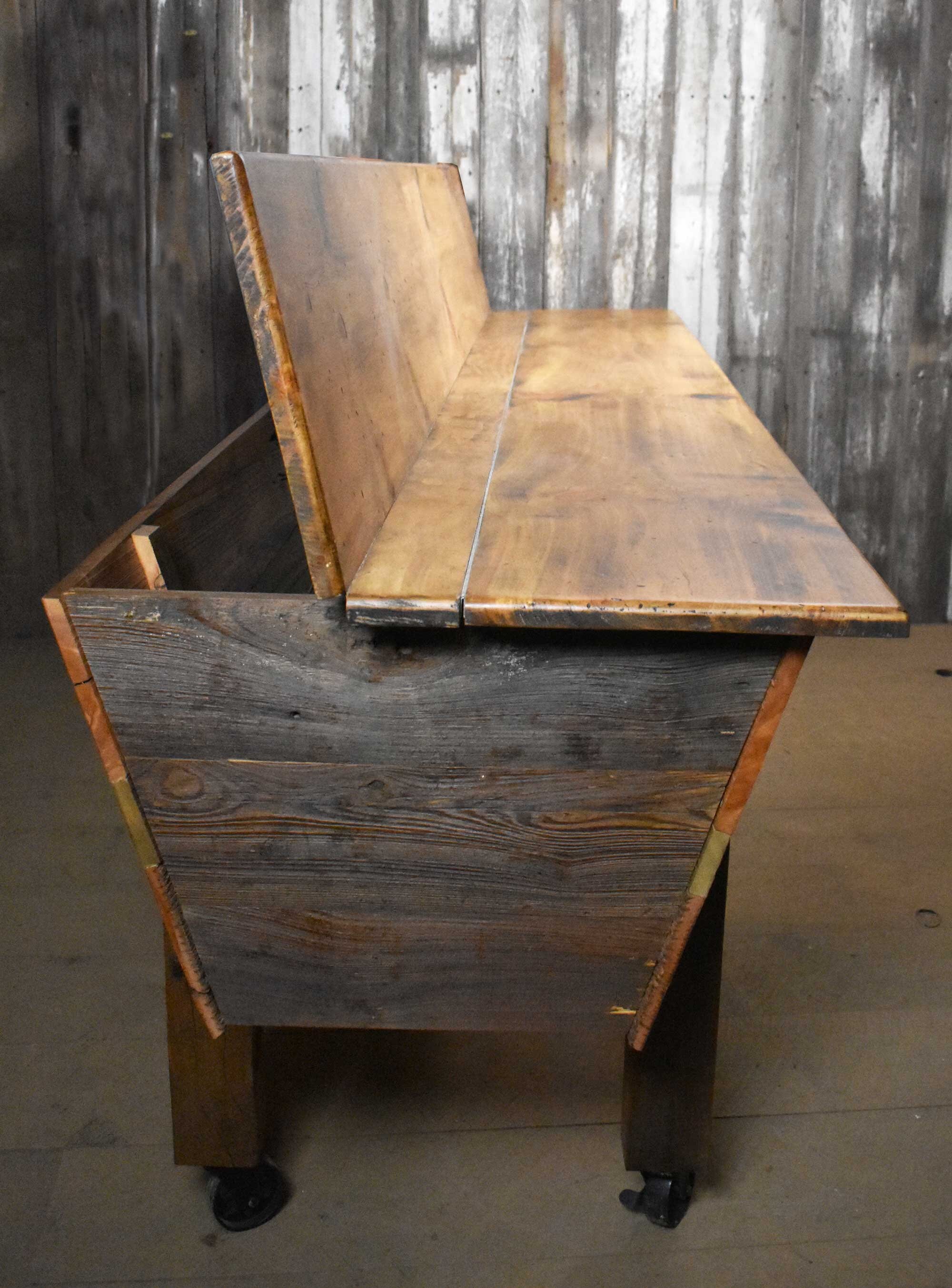 Trough Table With Storage Made of Reclaimed Barn Wood Made | Etsy