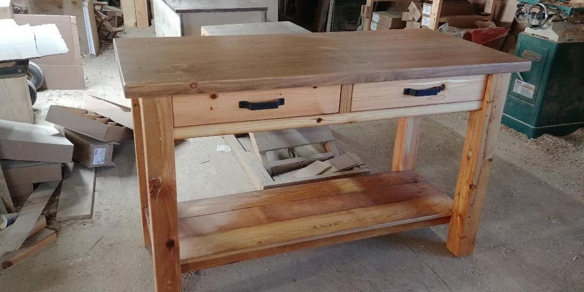 Rustic Kitchen Island Made From Reclaimed Pine Barnwood Made | Etsy