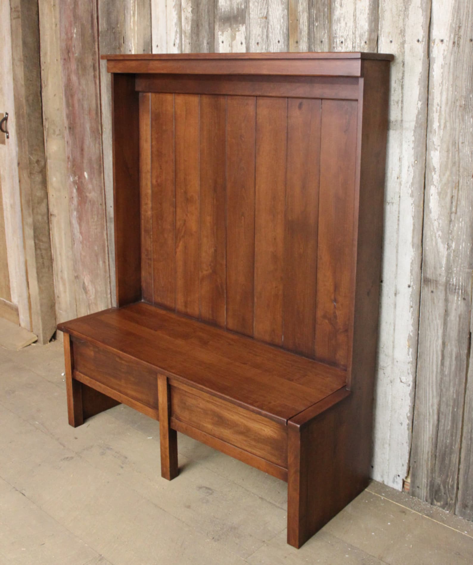 Hall Bench made of Reclaimed Barnwood with Storage Choice of | Etsy