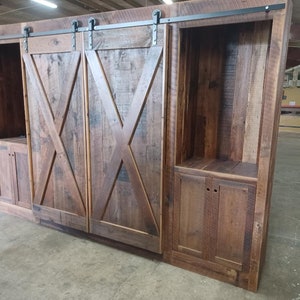 Entertainment Center Made of Reclaimed Rustic Pine Barn Wood With ...
