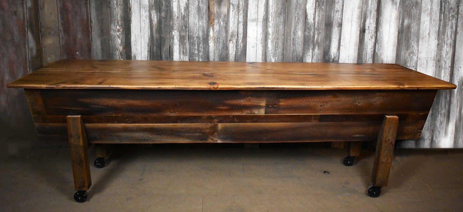 Trough Table With Storage Made of Reclaimed Barn Wood Made | Etsy
