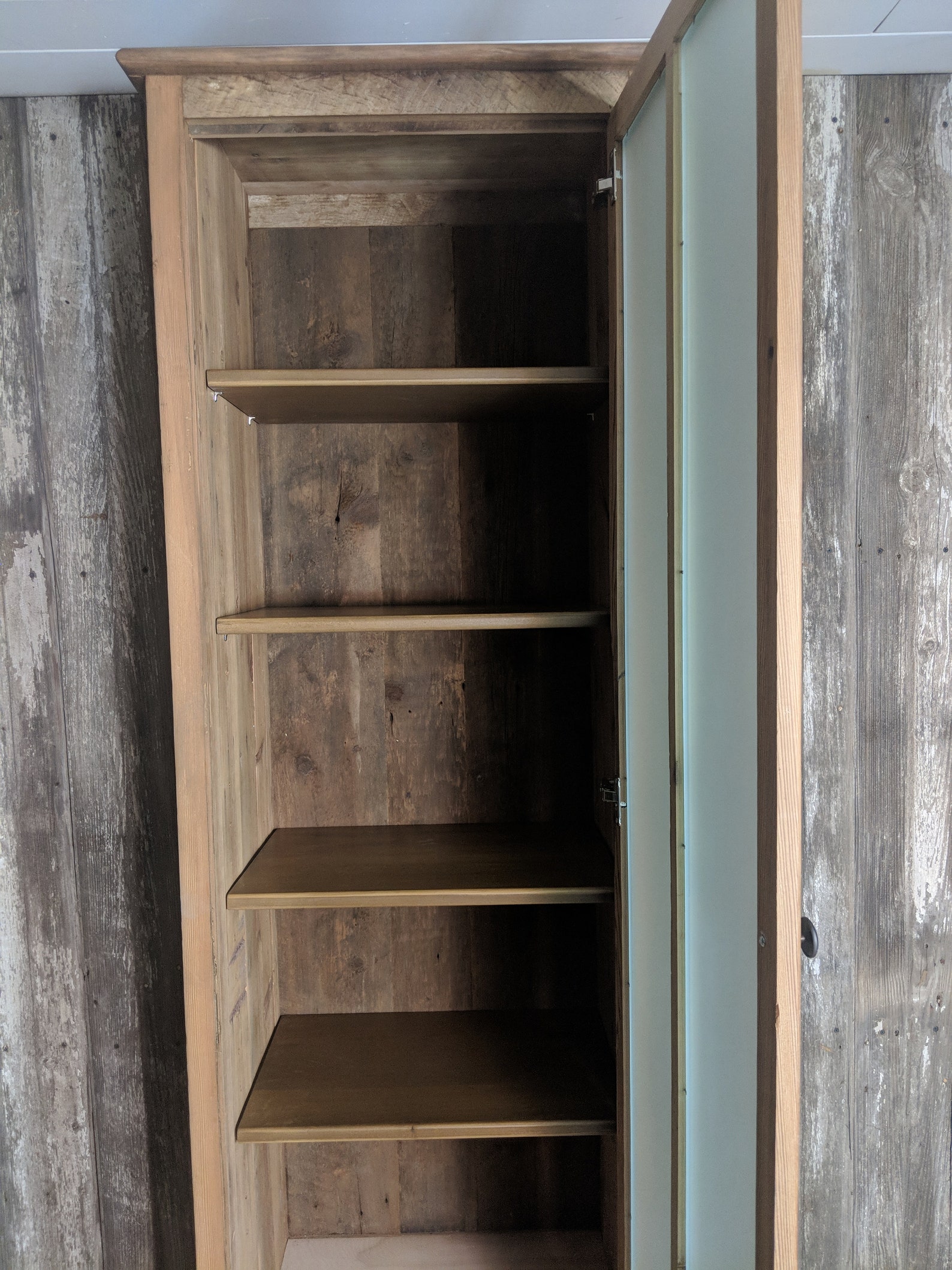 Rustic Linen Cabinet With Glass Door Made of Reclaimed Pine Barnwood ...